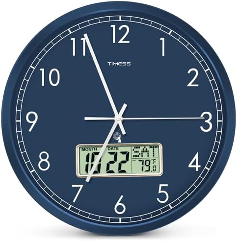 Amazon.com: TIMESS Atomic Analog Wall Clock, WWVB Self-Setting Battery ...