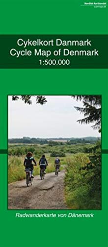 Radwanderkarte von Dänemark. Cykelkort Danmark. Cycle Map of Denmark ...
