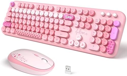Amazon.com: Teclado y ratón inalámbricos, SQMD Teclado retro colorido ...