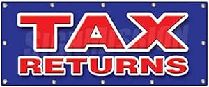 Amazon.com : 48"x120" Tax Returns Banner Sign File Income Taxes Signs ...