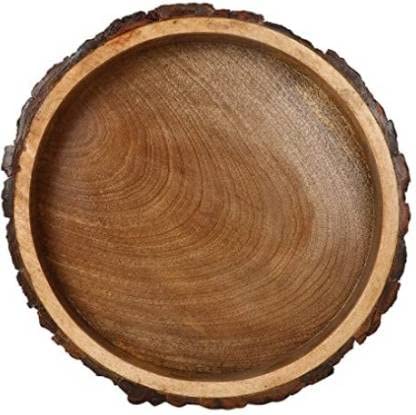 LOG PLATTER Natural Round Mango Wood Serving Tray,Tray Set of 1 Circle ...