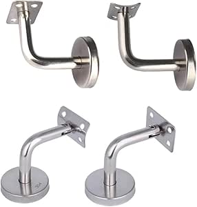 4Pcs 304 Stainless Steel Wall Mount Handrail Guardrail L-Shaped Support ...