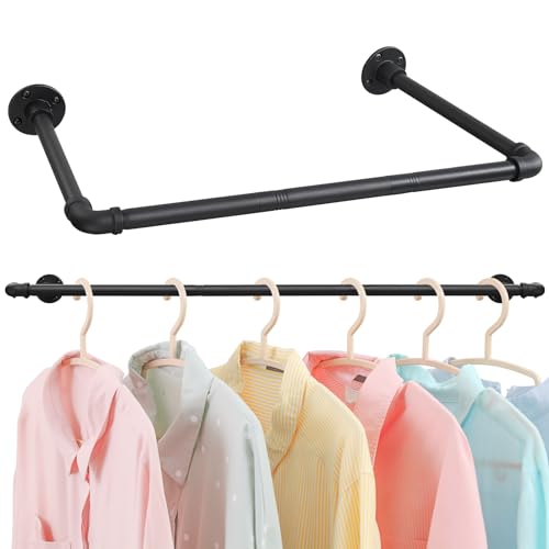 Harrms Clothes Rack Wall Mounted, 83cm Matte Black Clothes Rail Coat ...
