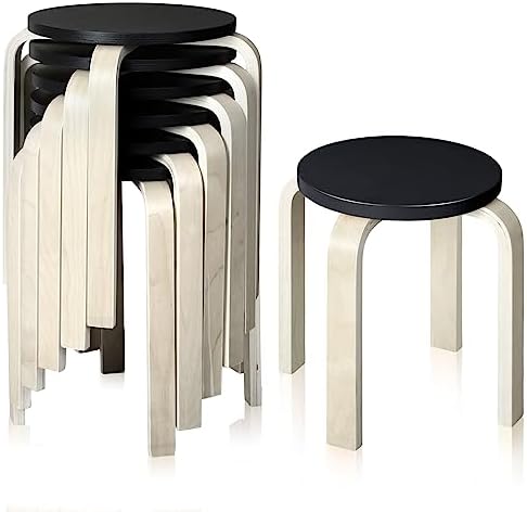 Amazon.com: Wood Stools, Set of 2 Wooden Stackable Stool Extra Seating ...