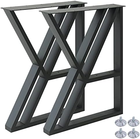 HEONITURE Desk Legs 28" Triangle Shape Table Legs Iron Bench Legs Dining Table Legs Industrial ...
