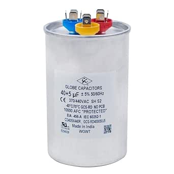 Amazon.com: Capacitor (Round) 40+5uF ±5%, 40/5MFD, 370V/440V Dual Element CBB65 Motor Run ...