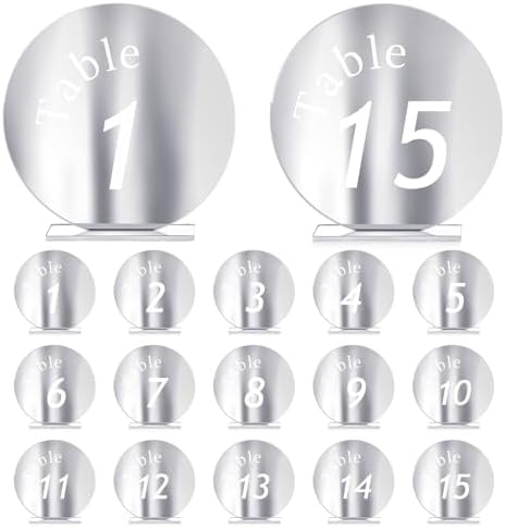 Amazon.com: CWJCYTNSN Silver Table Numbers 1-15 with Stands for Wedding ...