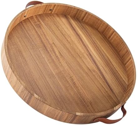 Amazon.com: Ottoman Tray with Handles, 20 Inches Round Large Tray for ...