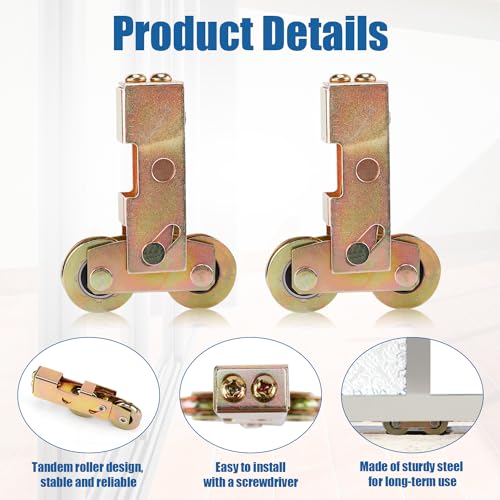 2pcs 1-1/4 Inch Sliding Patio Door Rollers, Sliding Door Tandem Roller ...