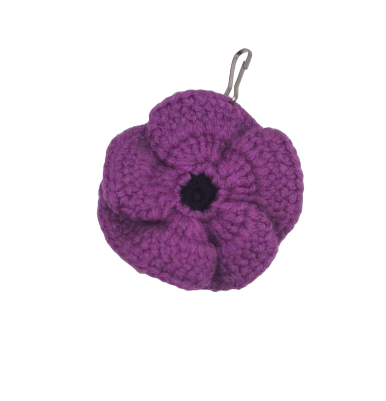 Poppy Pet Tag. Purple Poppy. Handmade crochet Purple Poppy. Remebrance ...