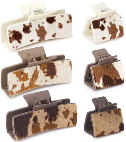 Amazon.com : DEEKA Western Hair Clips, Large Real Leather Brown and ...