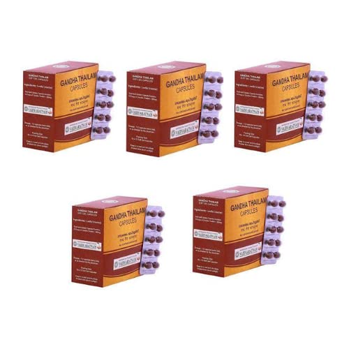 Buy vaidyaratnam Gandha Thailam Soft Gel 50 Tablet (PACK OF 5) Online ...