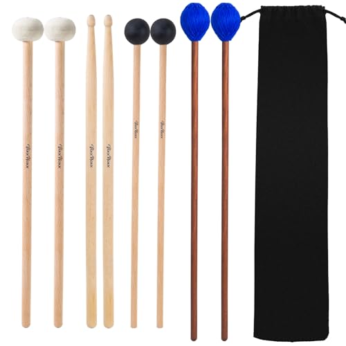 Amazon.com: VixxNoxx Drum Mallets Kit – 4 Pairs (Felt, Rubber, Marimba, 5A) Drumsticks with Bag ...