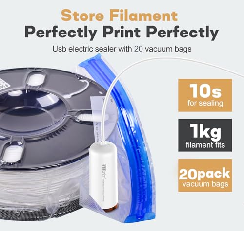 3D Printer Filament Vacuum Storage Kit with USB Pump, 20 Pcs Sealing ...