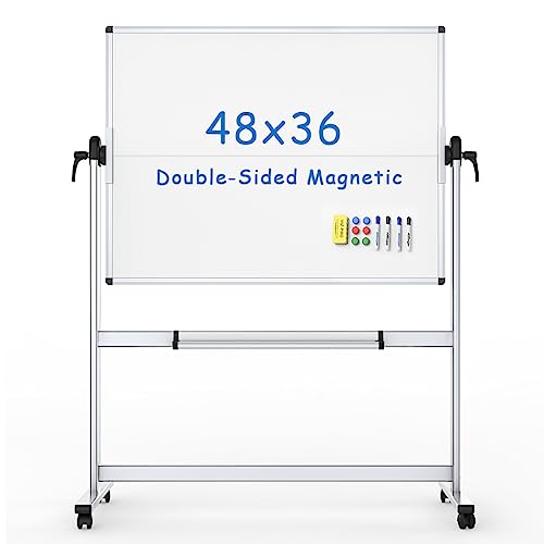Snapklik.com : VIZ-PRO Double-Sided Mobile Whiteboard, 48 X 36 Inches ...