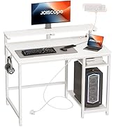 JOISCOPE Computer Desk, 120cm Office Desk With Power Outlets, USB ...