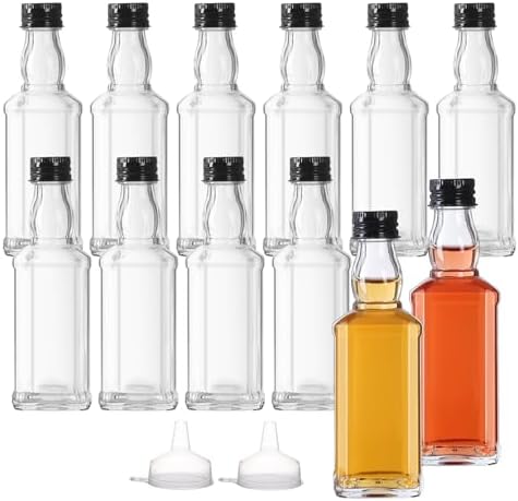 YBCPACK 100ml 12 Pack Mini Glass Alcohol Bottles, Reusable Small Glass ...