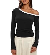 Darong Women's One Off Shoulder Long Sleeve Tops Ruched Going Out Crop ...