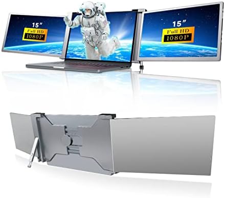 15 Inch Triple Portable Monitor, 1080P HDR IPS Dual Monitor Extender ...