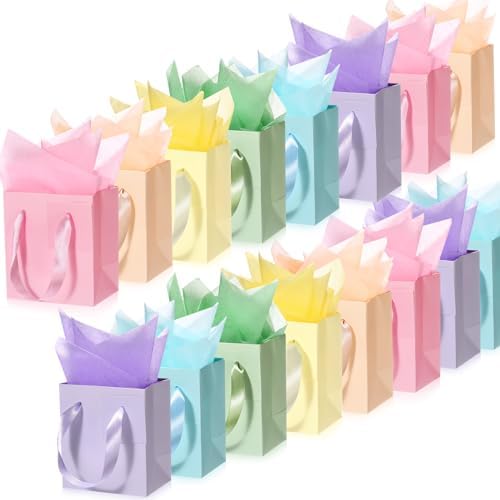 Amazon.com: BadenBach 30 Pack Mini Pastel Paper Gift Bags with Handles ...