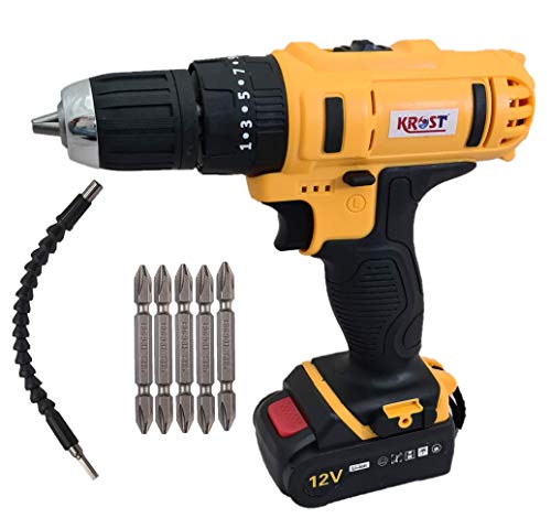 KROST Cordless Hammer Drill/Screwdriver,12V Dual Speed Keyless Chuck ...