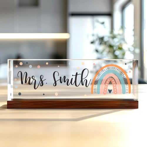 Amazon.com: Personalized Teacher Desk Name Plate, Custom Teacher Name ...