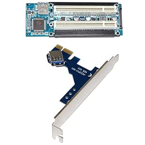 MJH PCI-E Express X1 to Dual PCI Riser Extender Card Adapter with USB 3.0 Cable No Drivers ...