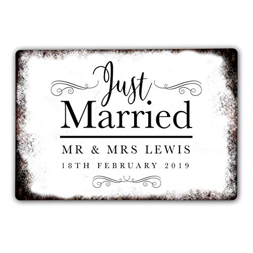 Personalised Just Married Mr and Mrs Wedding Sign Metal Waterproof ...