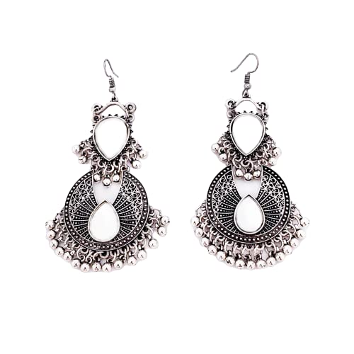 Buy Majestic Gahana Oxidised Silver Traditional Antique Long Jhumka ...