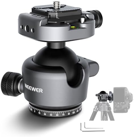 NEEWER GM41 Low Profile Tripod Ball Head, 40mm Metal Panoramic Camera ...
