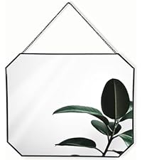 GreyZouq Large Silver Round Metal Rimmed Wall Mirror with Chain (50cm ...