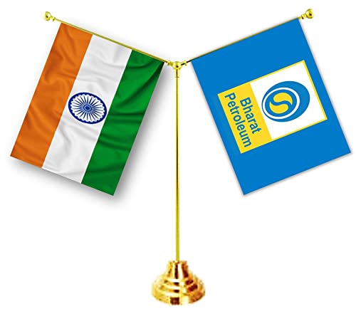 UNIq Bharat Petroleum BPCL & INDIA Miniature Double Sided Flags with Y ...
