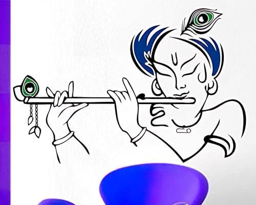 Decals Design 'Radhe Krishna with Flute' Wall Sticker (PVC Vinyl, 50 cm ...
