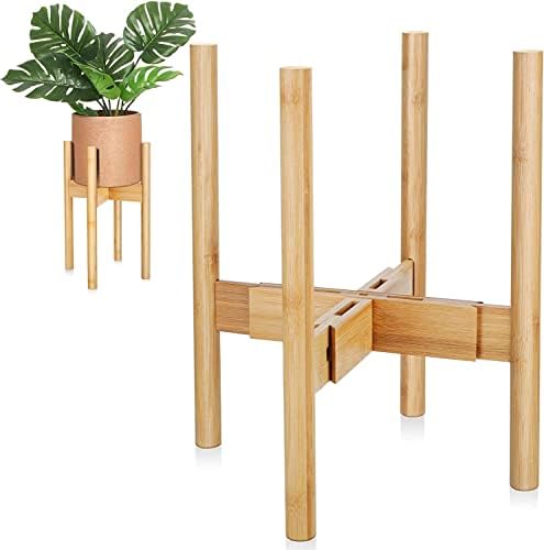 Garden Art Adjustable Wooden Bamboo Plant Pot Stand For Indoor Outdoor ...
