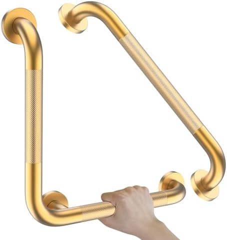 Amazon.com: 16" Angled Gold Bathroom Grab Bars for Shower with 20 ...