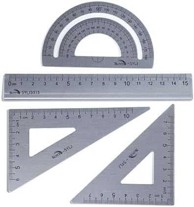 LATERN 4 Pieces Math Geometry Tool Aluminum Alloy Triangle Ruler Square ...