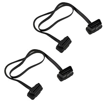Futheda 2Pcs Car OBD-II OBD2 Cord Extension Cable Profile Flat Cable 16 ...