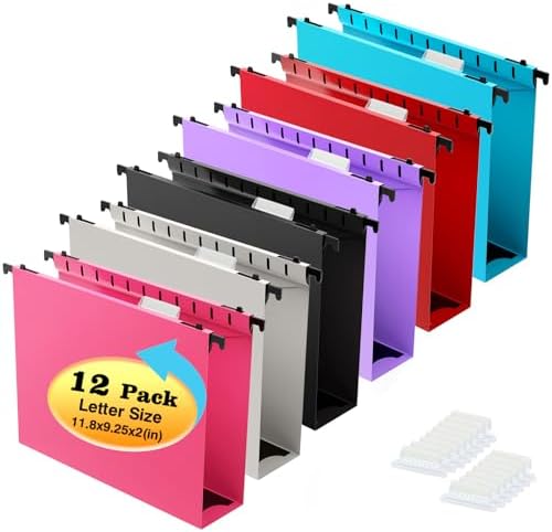 Amazon.com : Extra Capacity Plastic Hanging File Folders,12 Pack ...