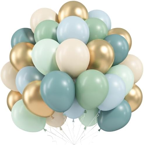 Amazon.com: Froova Sage Green and Blue Balloons, 60 PCS 12 Inch Dusty ...