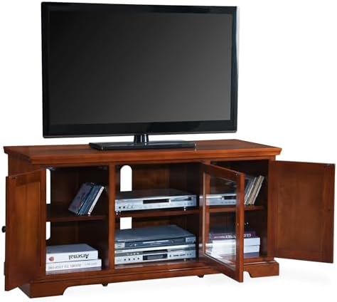 Amazon.com: Leick Home 87350 Three Door TV Stand with Cabinet Storage ...