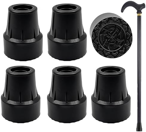 6 Pack 19mm (3/4") Heavy Duty Walking Stick Rubber Ends - Non-Slip All ...