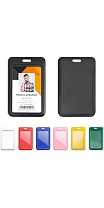 Amazon.com : Lanyardio 1 Pack Sliding Horizontal ID Badge Holder Hard ...