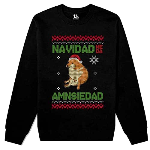 Sudadera Unisex Estilo Ugly Sweater - Cheems Navidad (Grande) : Amazon ...