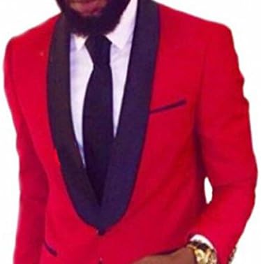 Men's Shawl Lapel Red Wedding Suits for Men 2 Pieces Slim Fit Groom ...
