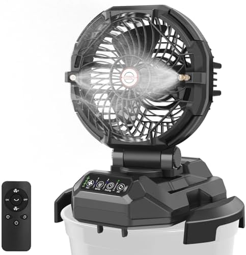 Amazon.com: Portable Camping Fan, Misting Desk Fan with Remote, 360ML ...