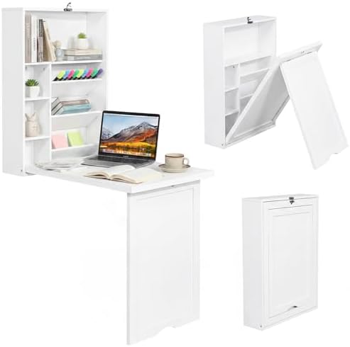 Amazon.com: Tangkula Folding Wall Mounted Desk, Convertible Fold Out ...