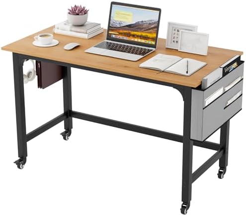 Amazon.com: COSTWAY 48” Mobile Computer Desk, Home Office Desk on ...