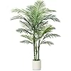 Amazon.com: OAKRED 5FT Faux Golden Cane Palm Tree with White Planter ...