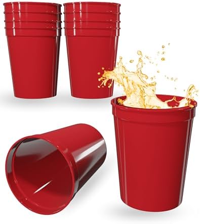 Amazon.com: PartyPrints 10 Pack 16 oz Red Reusable Blank Plastic Cups ...
