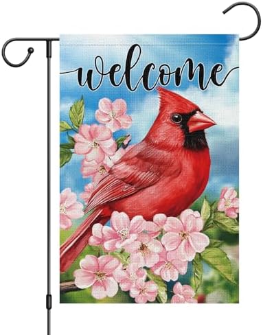 Amazon.com : Wodison Welcome Spring Cardinal Garden Flag 12x18 Inch ...